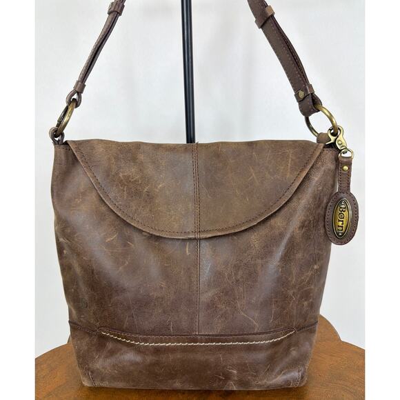 Born | Bags | Vintage Born Brown Distressed Leather Fold Over Flap ...